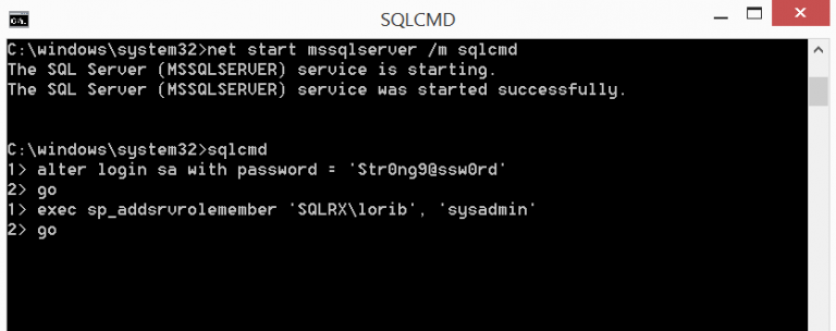 Reset a lost or forgotten SA password - SQLRx