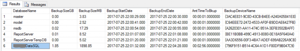 Use Msdb To Get Database Backup Size And Total Time For Each Sqlrx